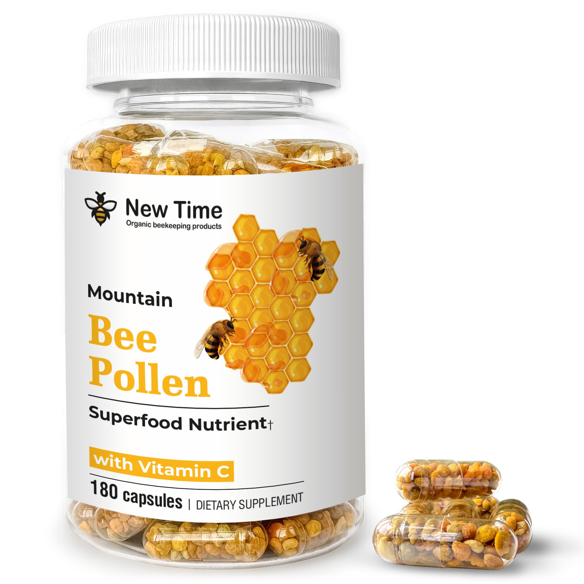 Bee Pollen Capsules – Organic Women's Supplement – 180 Count